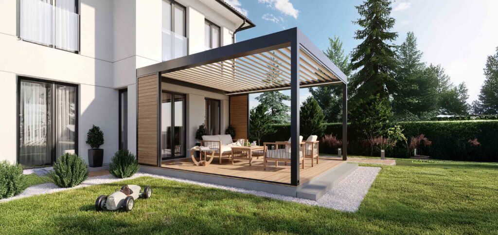 Lamellendach von Aylux – Flexibler Schutz & modernes Design